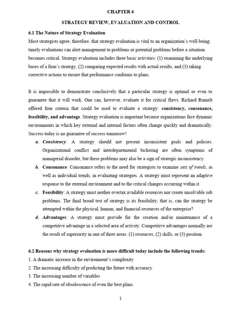 SM CH.6 Handout | PDF | Strategic Management | Evaluation