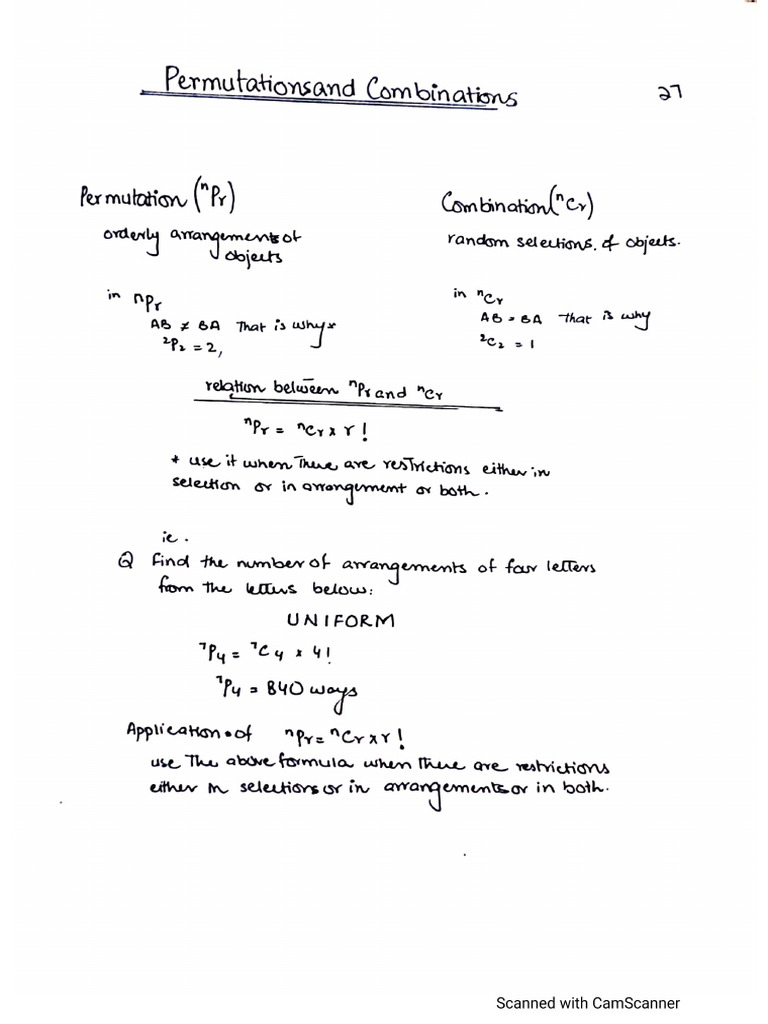 Mathematics Statistics 1 Notes | PDF
