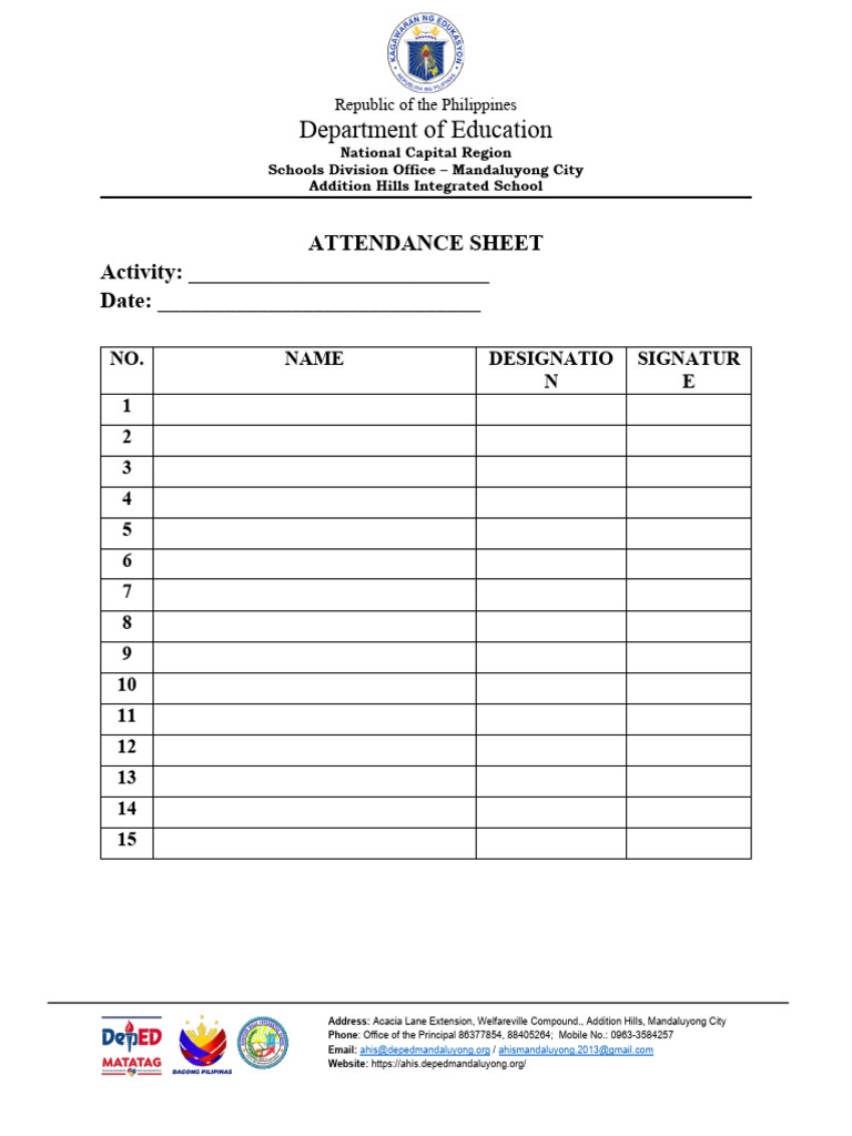 SSLG Attendance Sheet | PDF