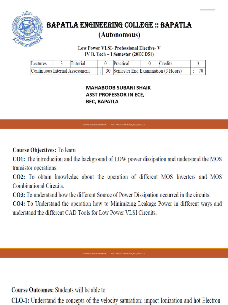 LP Vlsi Unit I Part 1 | PDF | Integrated Circuit | Mosfet
