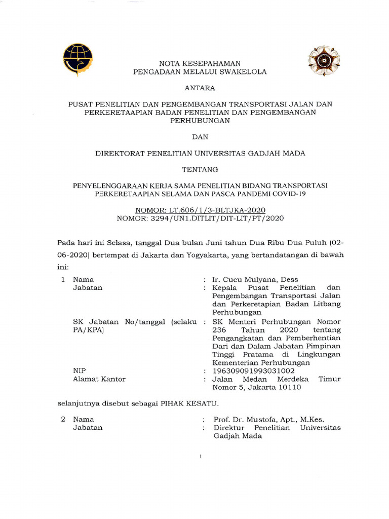 Kick Off Meeting Mou Puslitjaka UGM | PDF