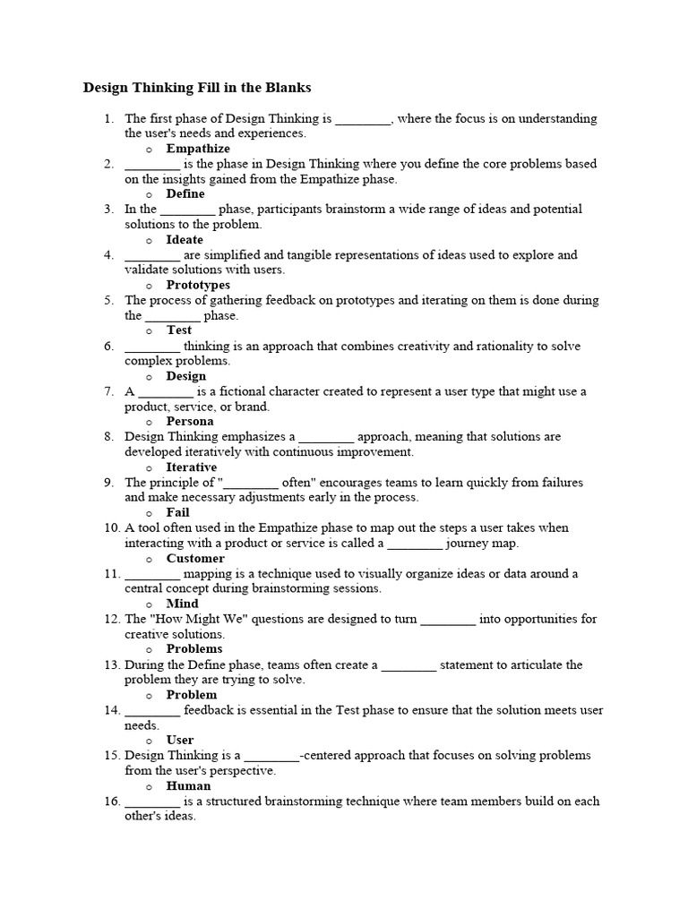 Design Thinking Quiz 3 | PDF | Design Thinking | Thought