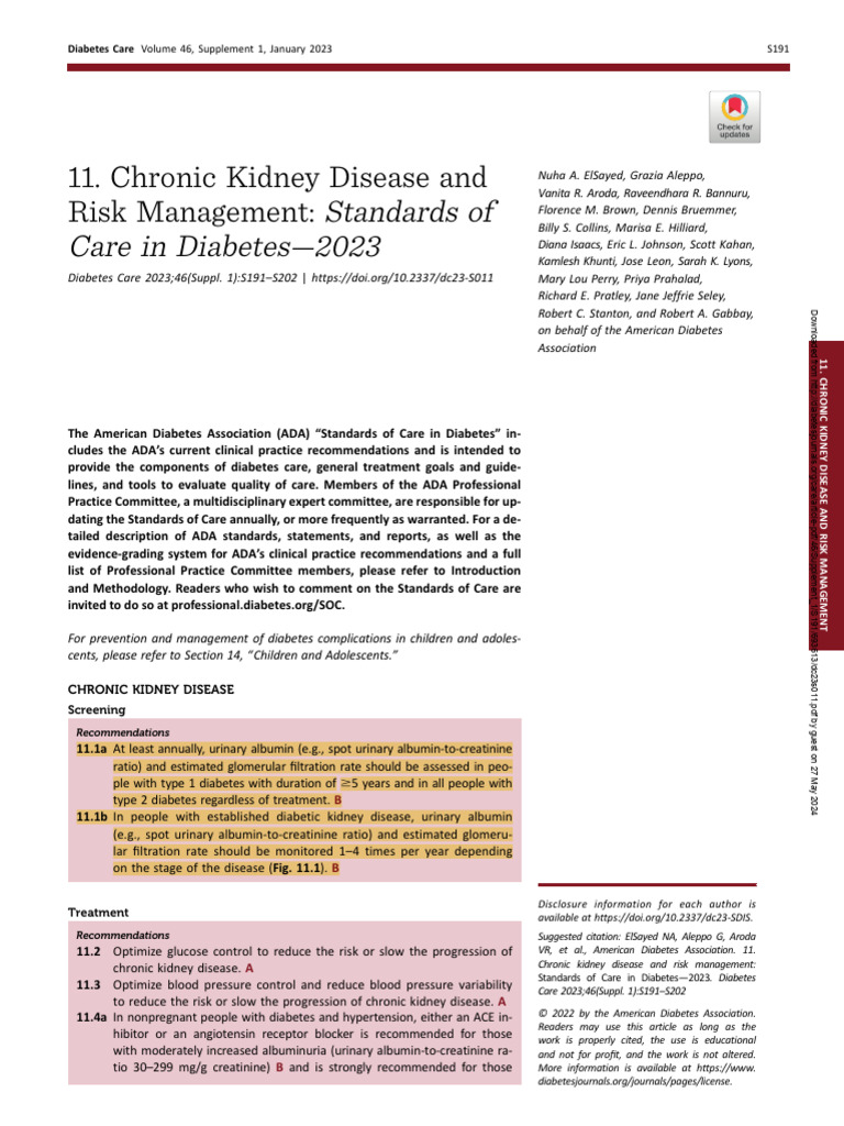 Ada 2023 | PDF | Chronic Kidney Disease | Diabetes