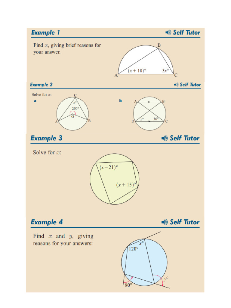 Circle Theorems Worksheet | PDF