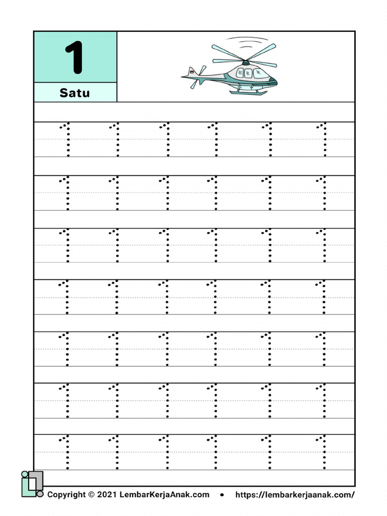 Belajar Menulis Angka - Menebalkan Angka 1-10-02 | PDF