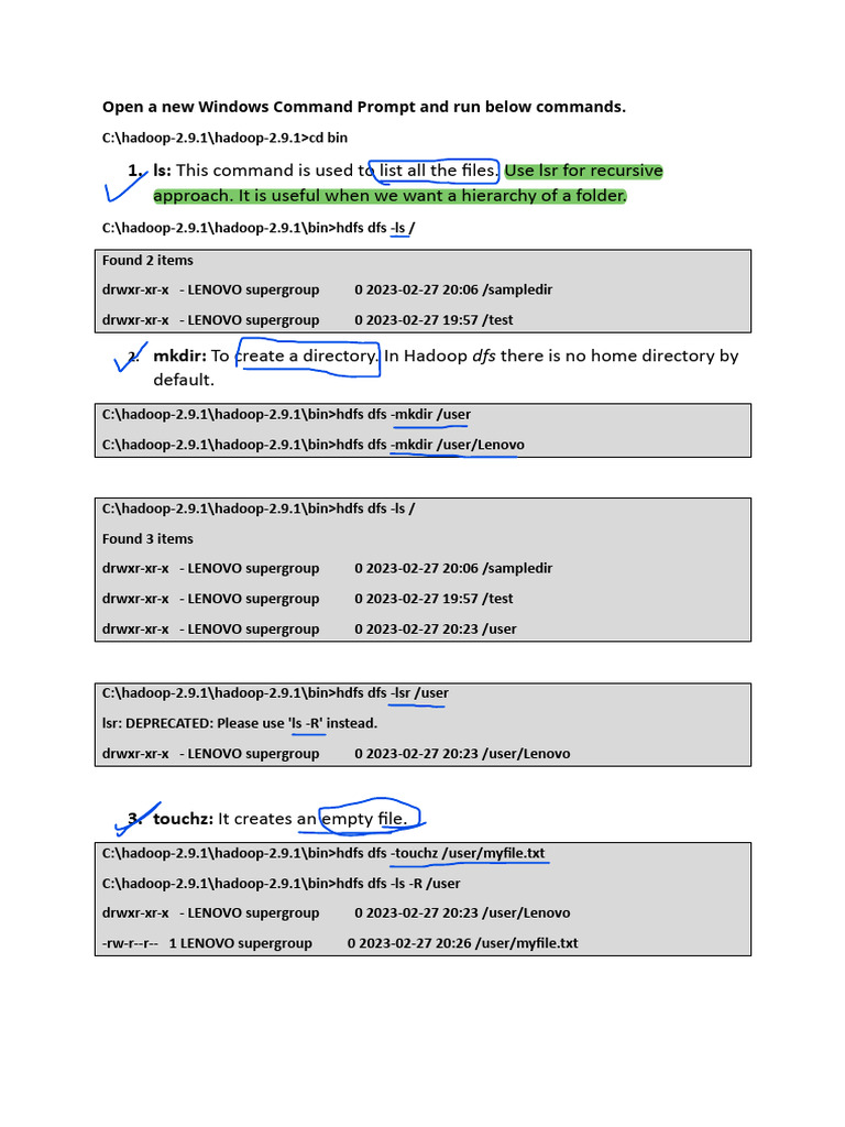 Essential HDFS Commands Guide | PDF | Computer File | Text File