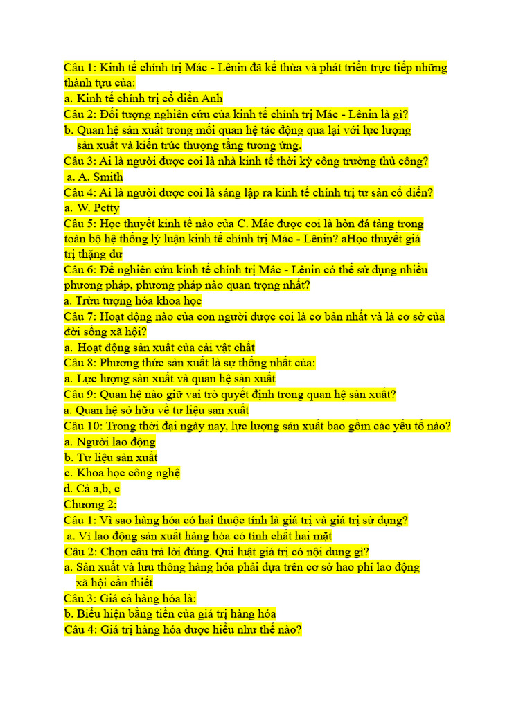 Bo Trac Nghiem KTCTML | PDF