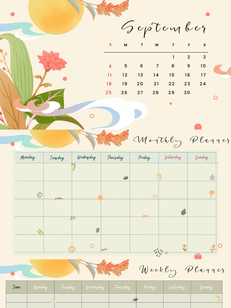 Red Creative September Monthly Calendar | PDF