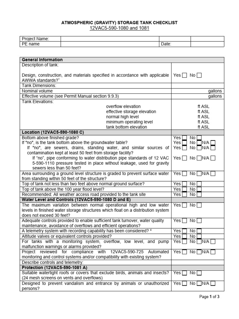 Atmospheric-Storage-Tank-Checklist | PDF | Storm Drain | Pipe (Fluid ...