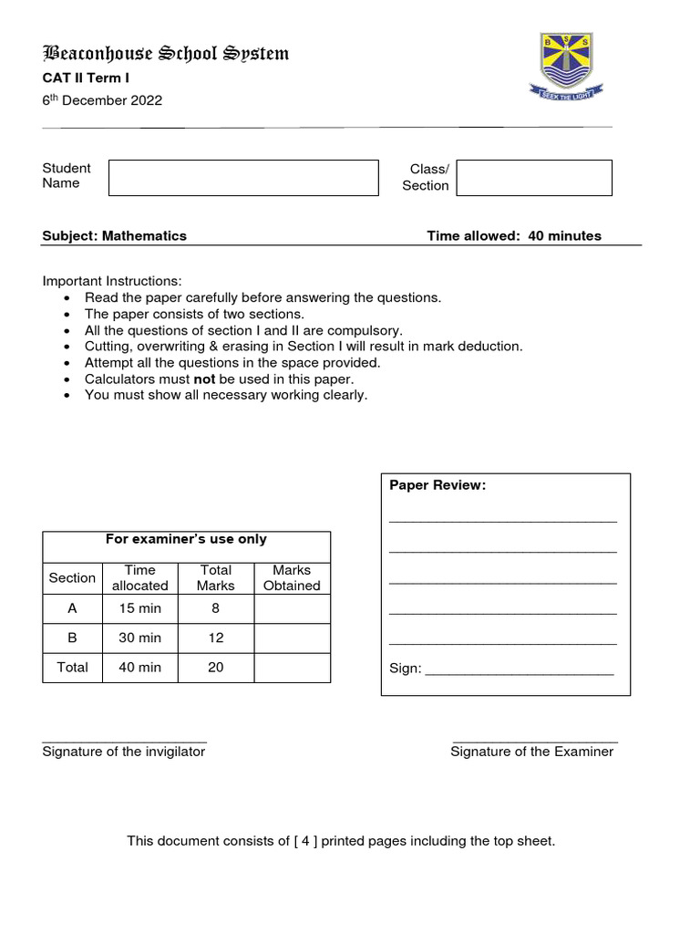 Grade 6 Math CAT II | PDF | Arithmetic | Mathematics