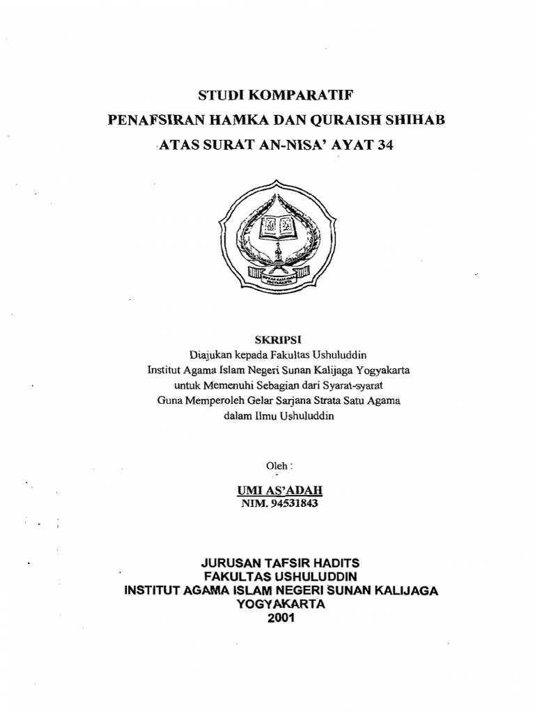 Studi Komparatif Penafsiran Hamka Dan Quraish Shihab Atas Surat An-Nisa Ayat 34 | PDF