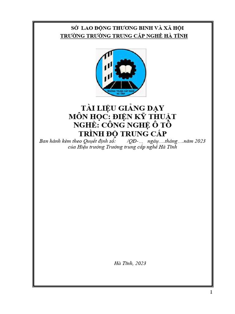 MH 11. TLGD ĐIỆN KỸ THUẬT | PDF