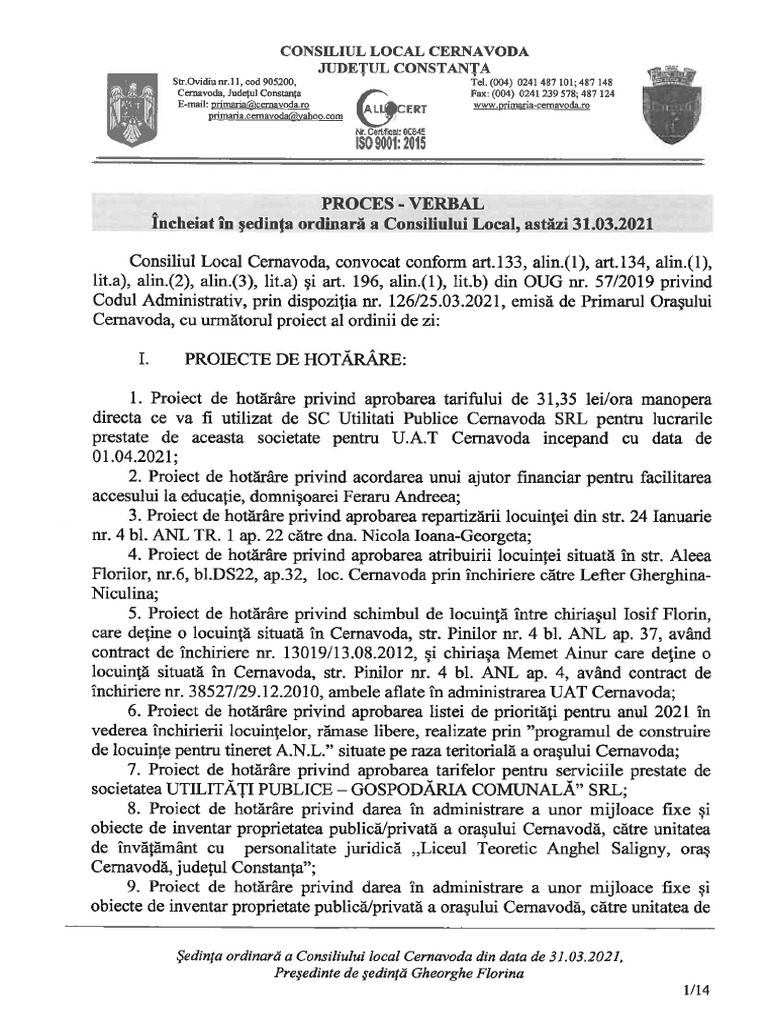 PV Ordinara 31.03.2021 | PDF