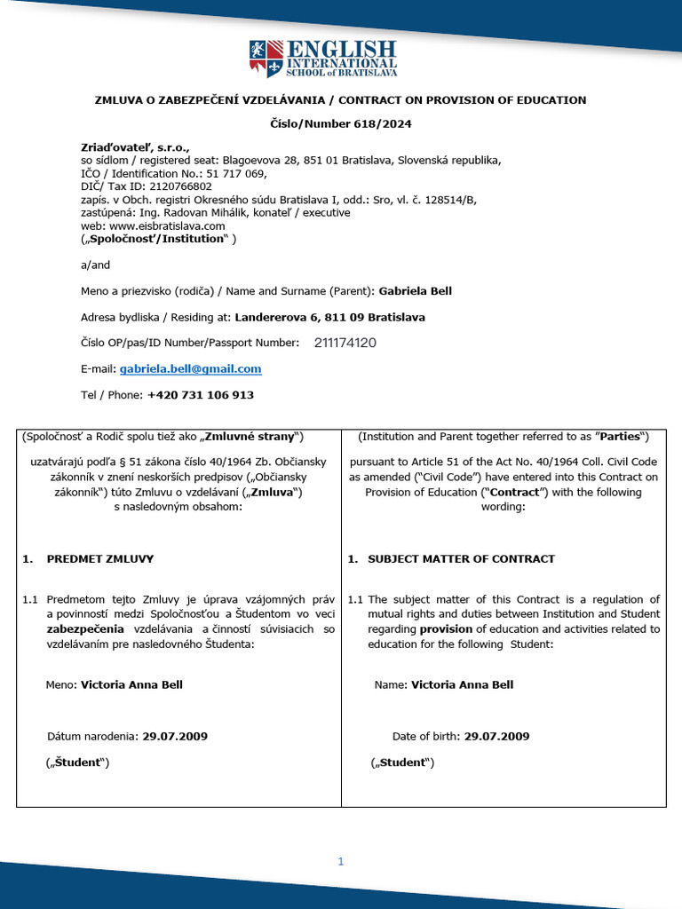 Victoria A.bell - Contract 202425 - Rev | PDF