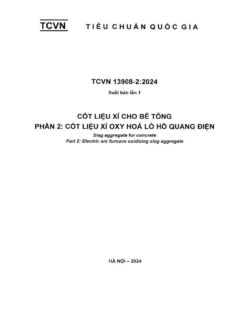 TCVN 13908-2-2024 (MOD JIS A5011!4!2018) Cốt Liệu Xỉ Cho Bê Tông - Phần ...
