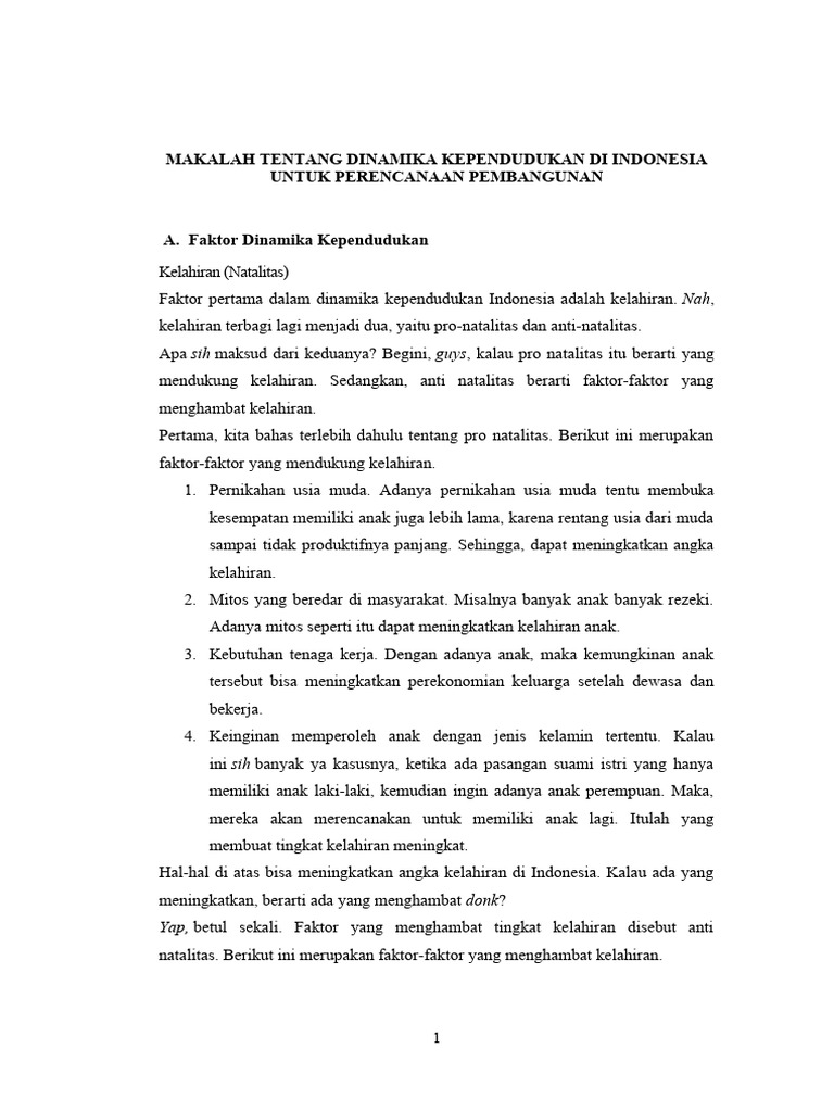 Faktor Dinamika Kependudukan | PDF
