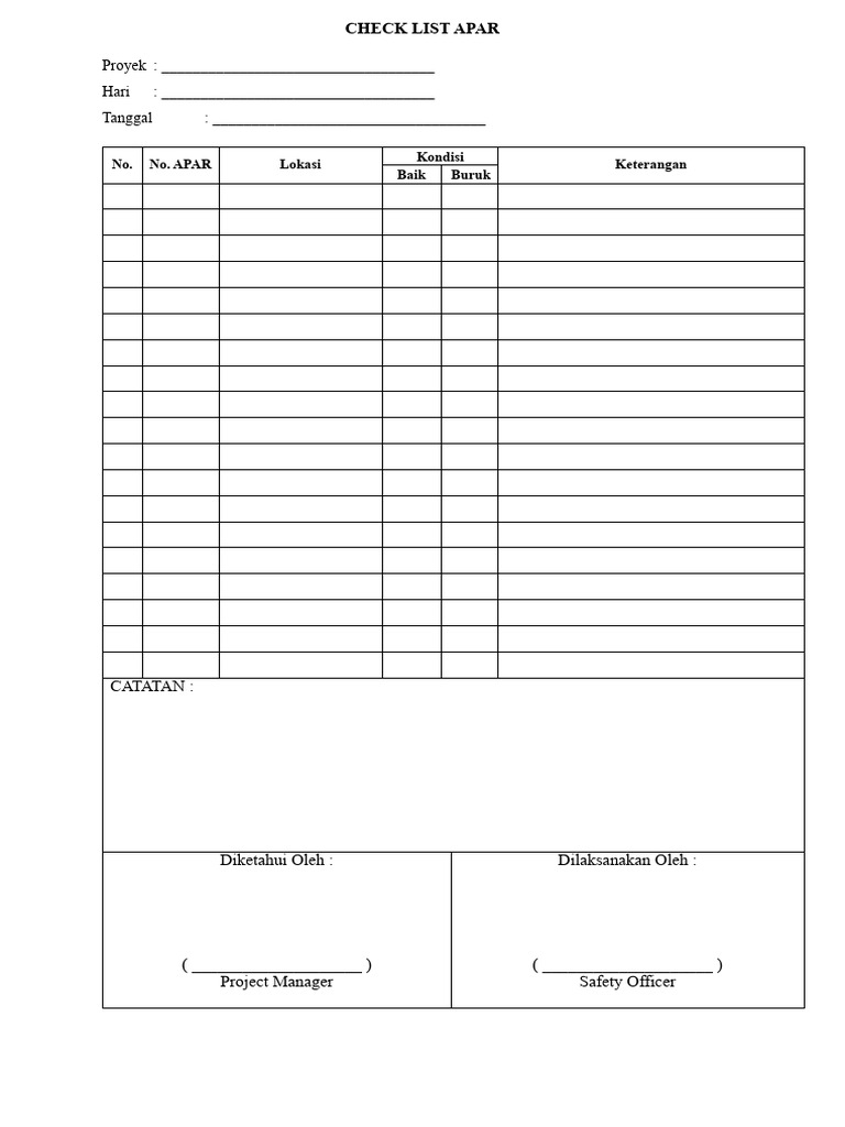 Form Checklist Apar 2 | PDF