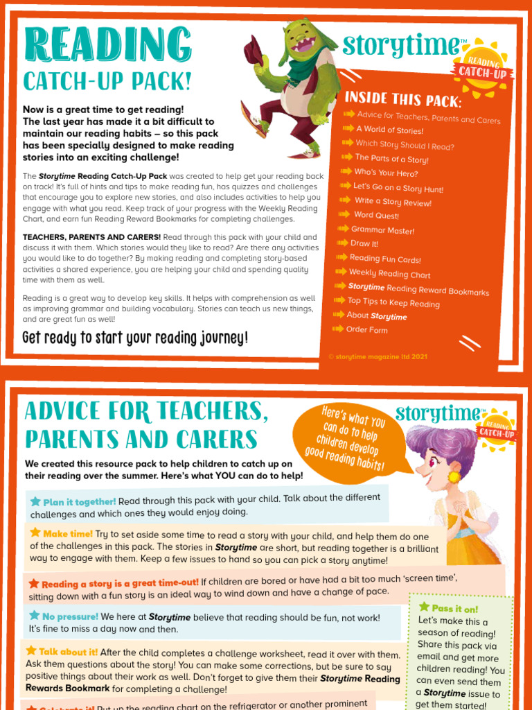 Storytime Reading Catch Up Pack | PDF | Word | Verb