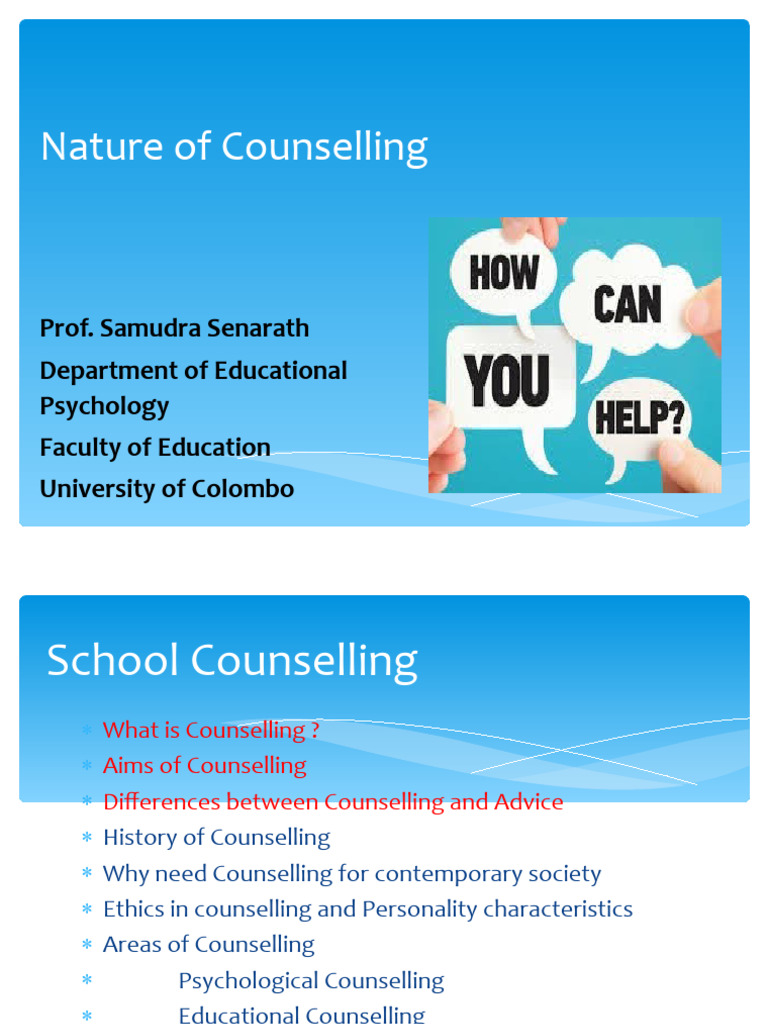 Nature of Counselling PGDE-2024 EM | PDF | Psychotherapy | Counseling ...
