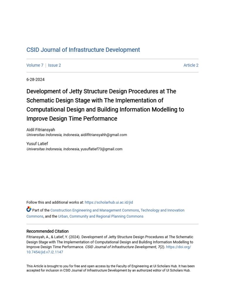 Development of Jetty Structure Design Procedures at The Schematic ...