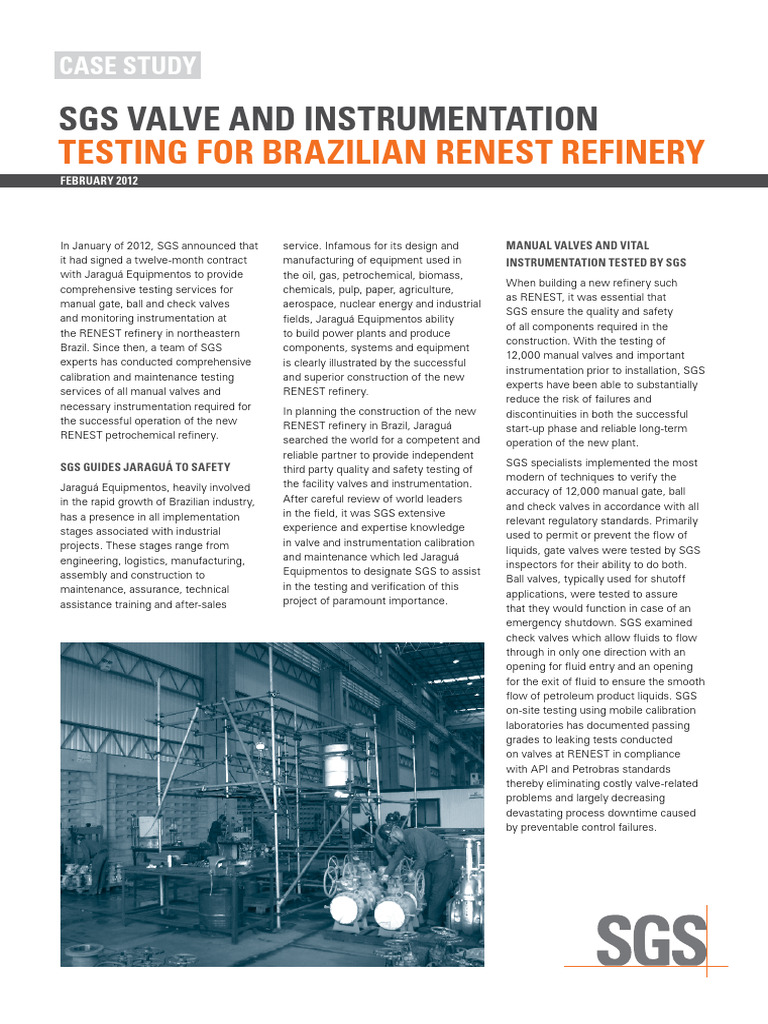 SGS Testing for RENEST Refinery | PDF | Instrumentation | Valve