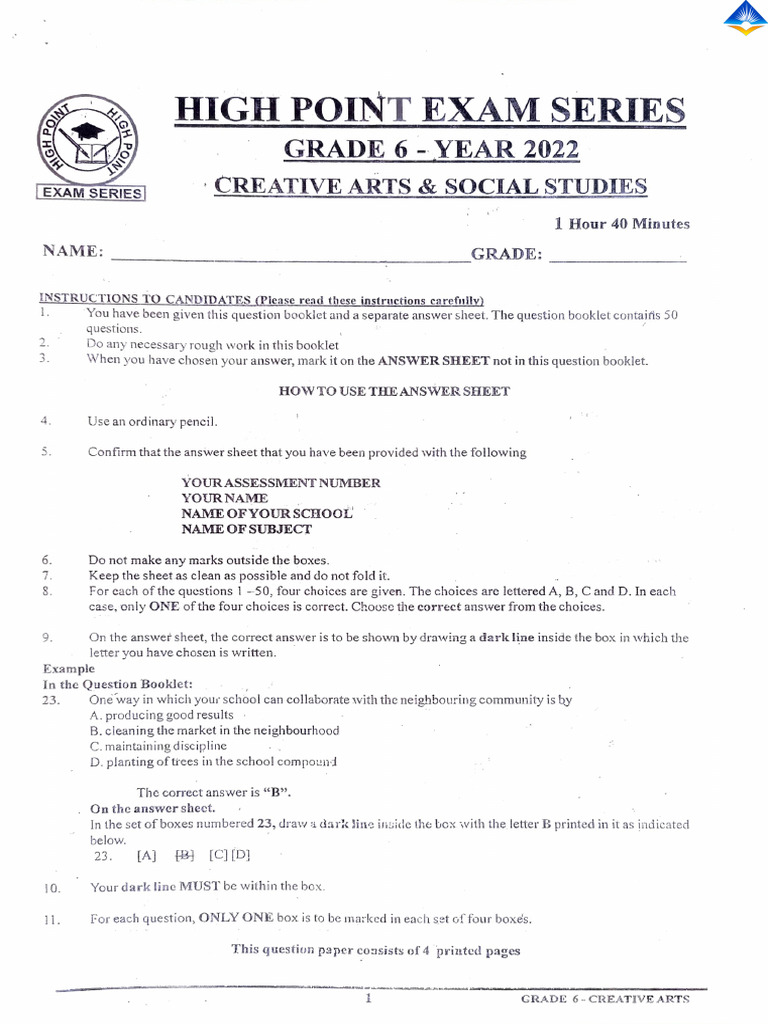 Grade 6 Kpsea Replica High Point Intergrated Creative Arts Snd Social