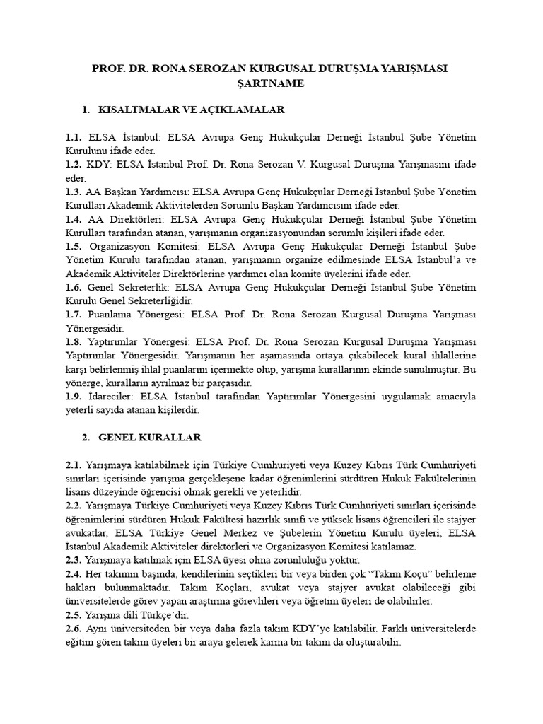 Prof. Dr. Rona Serozan Kurgusal Duruşma Yarişmasi Şartname | PDF