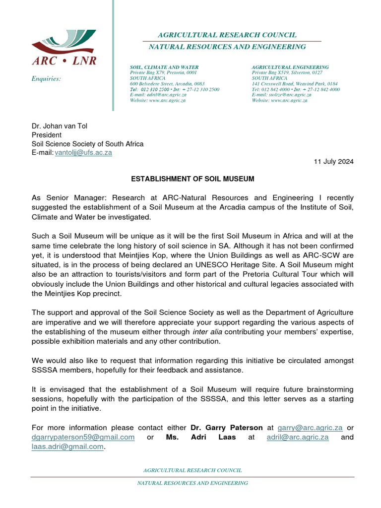 Soil Museum - Letter To SSSSA | PDF | Earth Sciences
