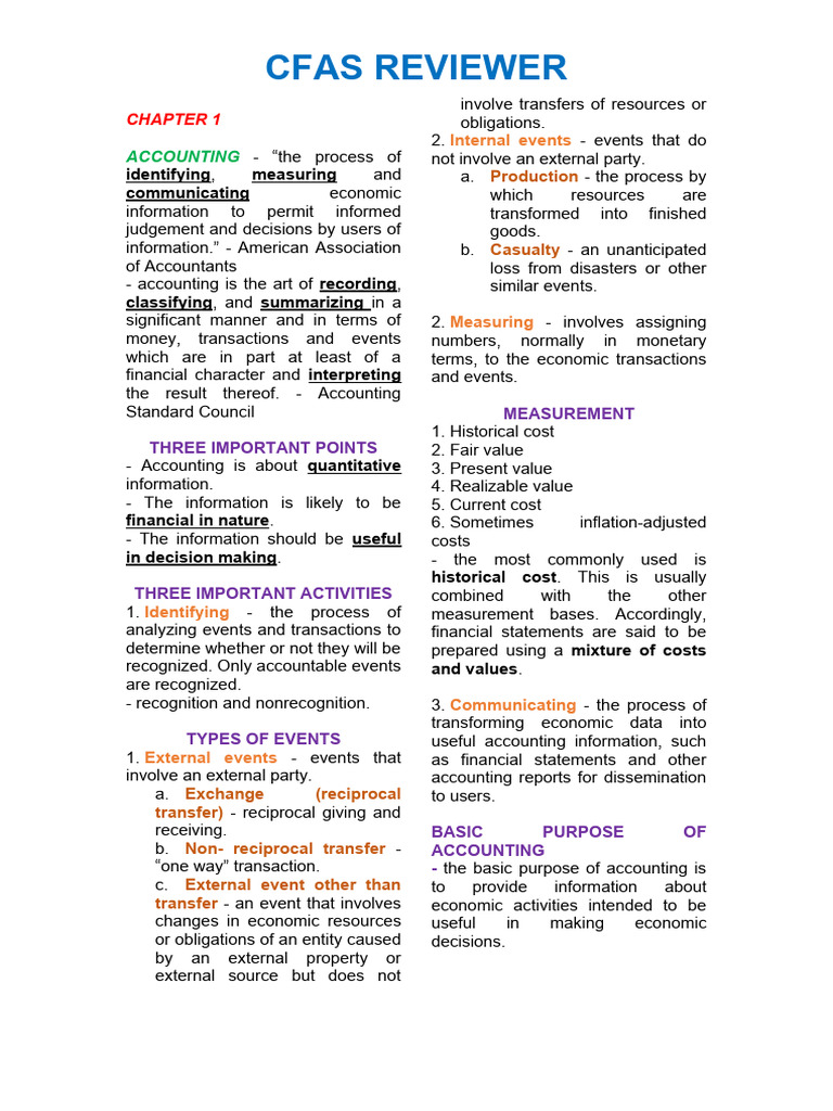 Cfas Reviewer | PDF | Equity (Finance) | Financial Statement