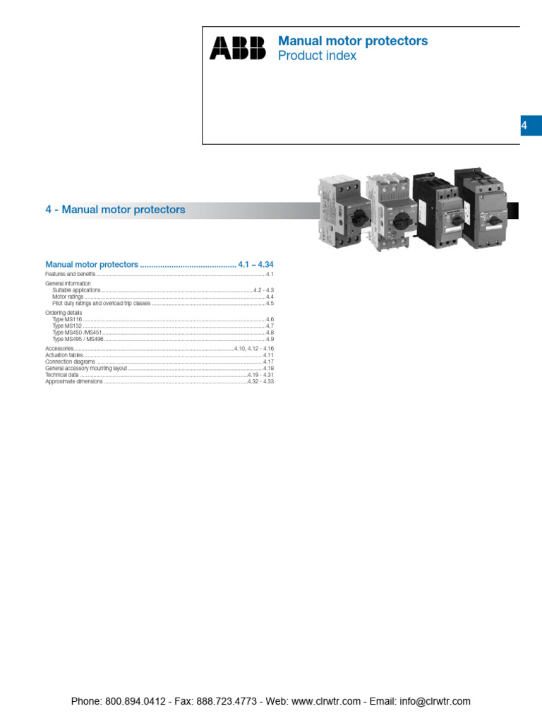 abb-manual-motor-protectors | PDF | Fuse (Electrical) | Electric Motor