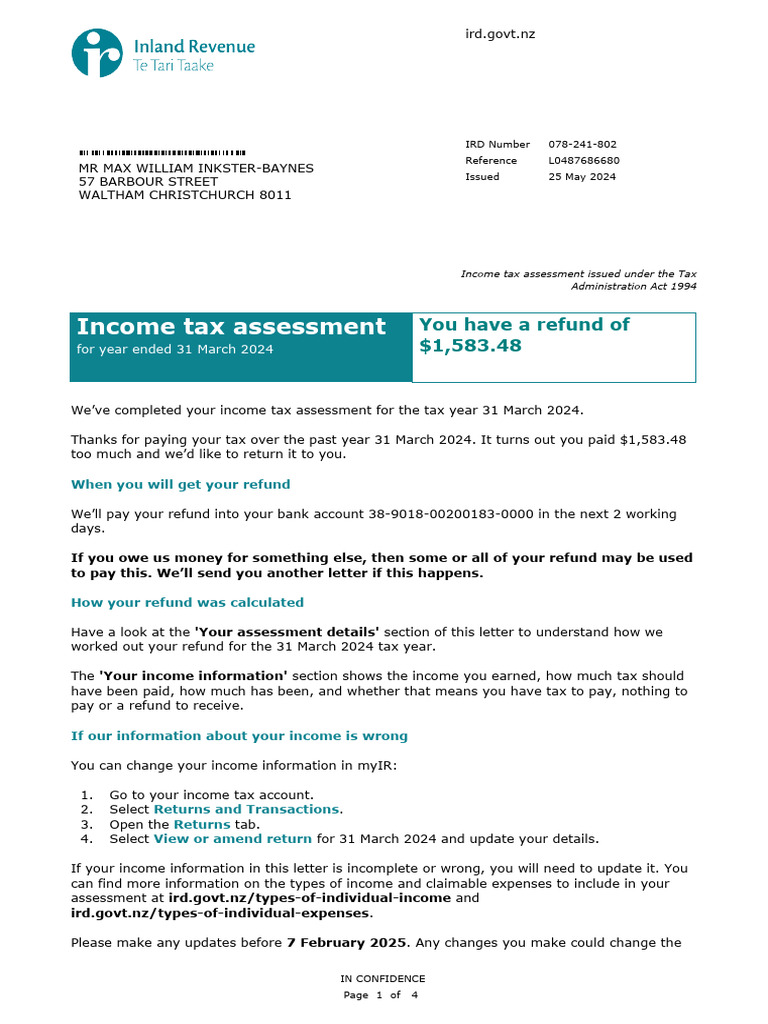 2024 Income Tax Refund Notice | PDF | Tax Refund | Taxes