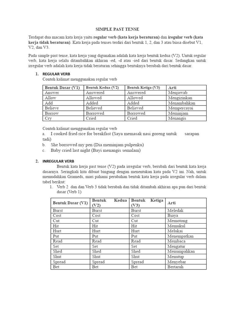Panduan Simple Past Tense dan Verb | PDF
