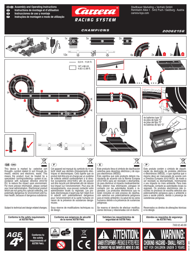 Instructions For Carrera GO!!! Model 20062156 | PDF | Battery ...