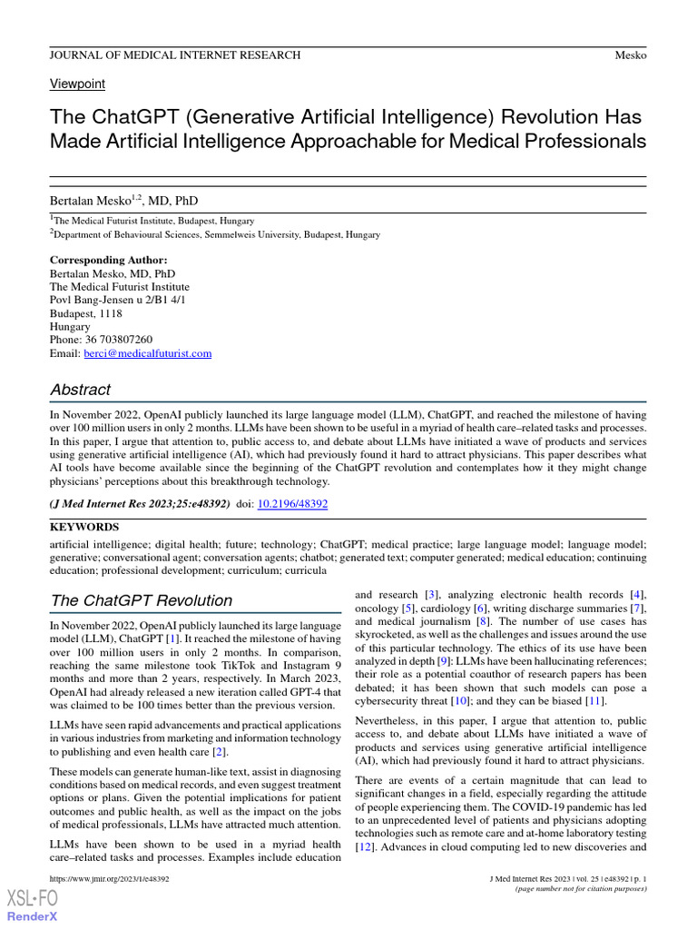 The ChatGPT (Generative Artificial Intelligence) Revolution Has Made ...