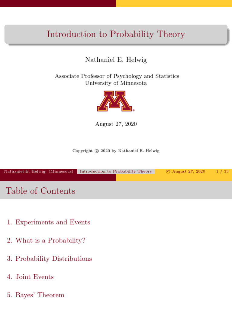 ProbabilityTheory Slides | PDF | Probability | Probability Theory