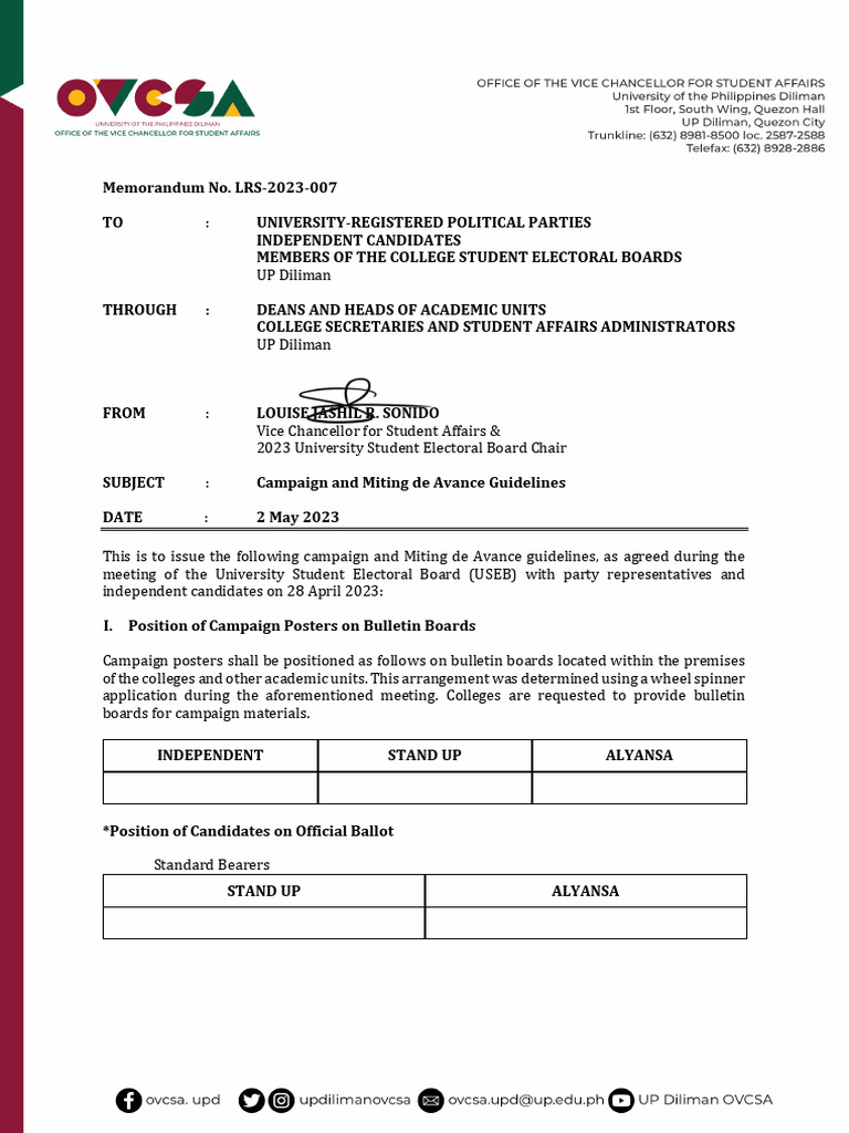 LRS 2023 007 Campaign and Miting de Avance Guidelines | PDF | Social Science