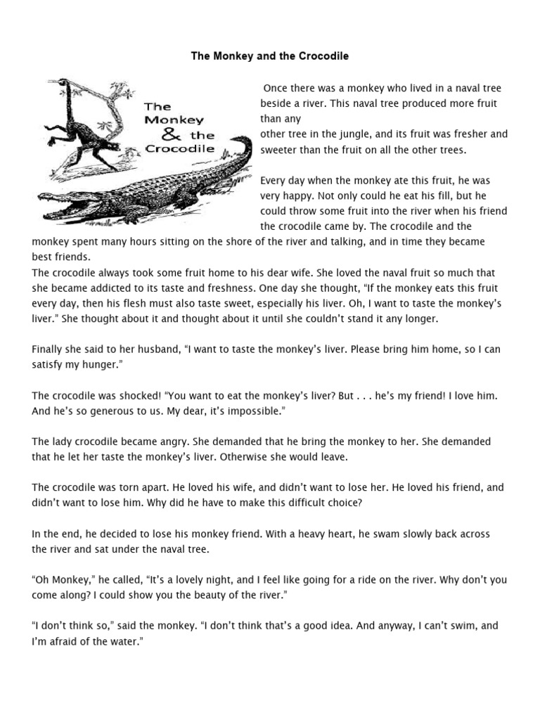 The Monkey and the Crocodile Story | PDF