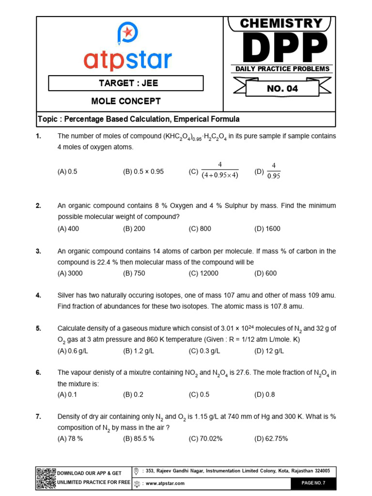 Mole DPP 4 To 7 | PDF | Mole (Unit) | Stoichiometry