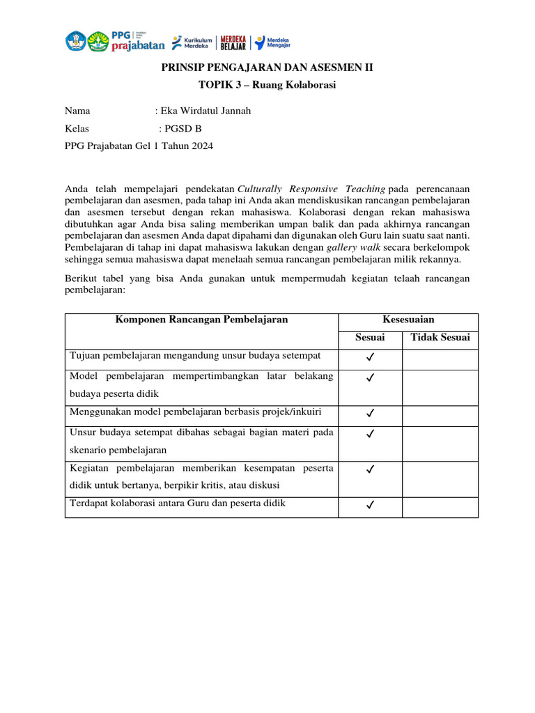 Topik 3 PPA 2 Ruang Kolaborasi A Eka Wirdatul Jannah | PDF