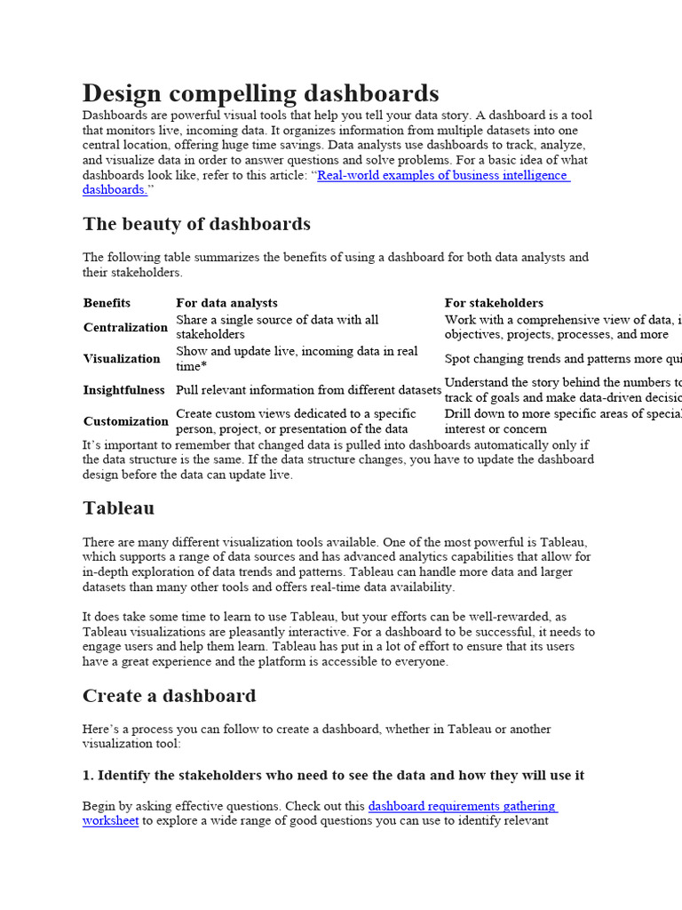 Design Compelling Dashboards | PDF | Data | Data Analysis