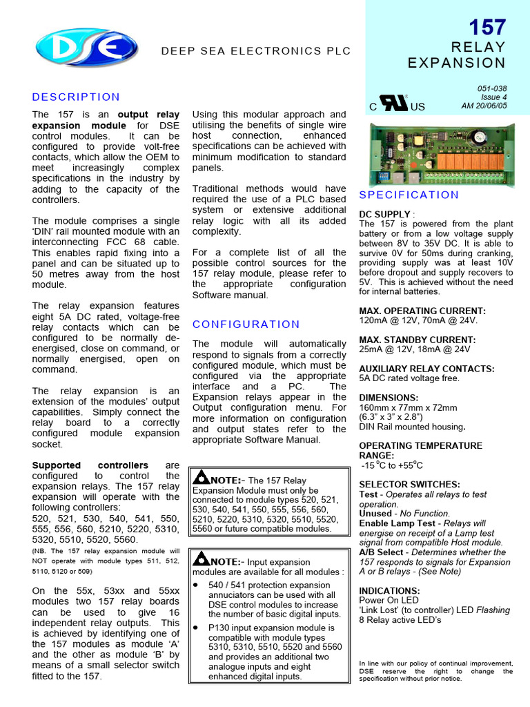 157 Relay Expansion | PDF | Relay | Programmable Logic Controller