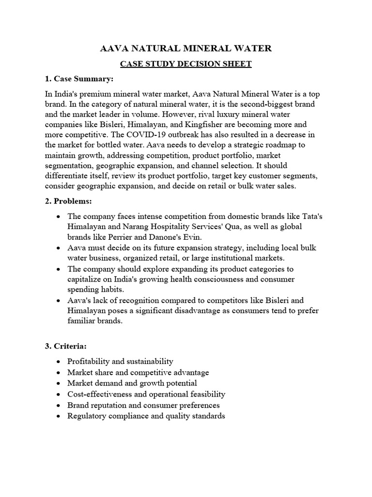 Aava Natural Mineral Water | PDF | Brand | Market Segmentation