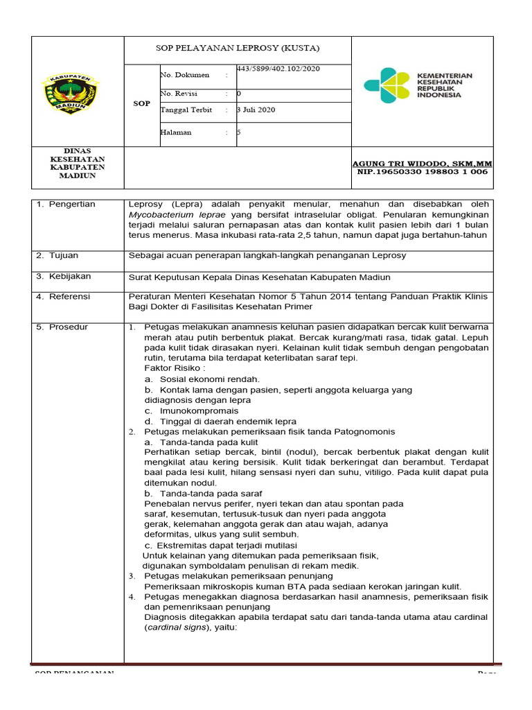 Sop Pelayanan Kusta | PDF