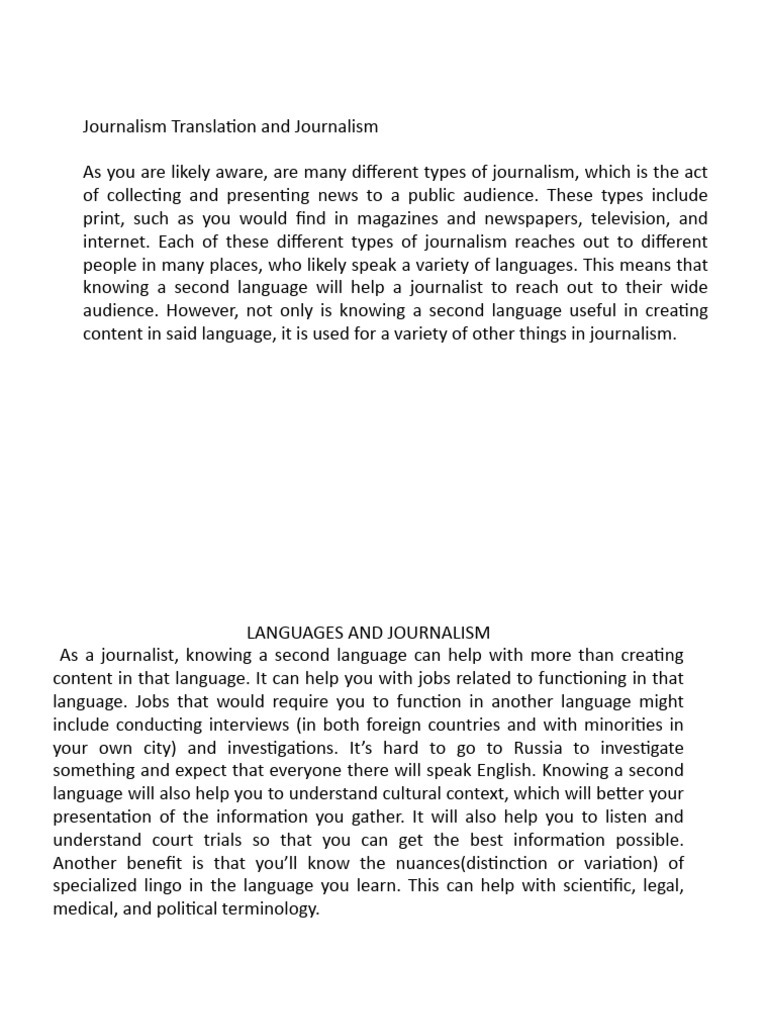 Journalism Translation and Journalism | PDF | Journalism | Translations
