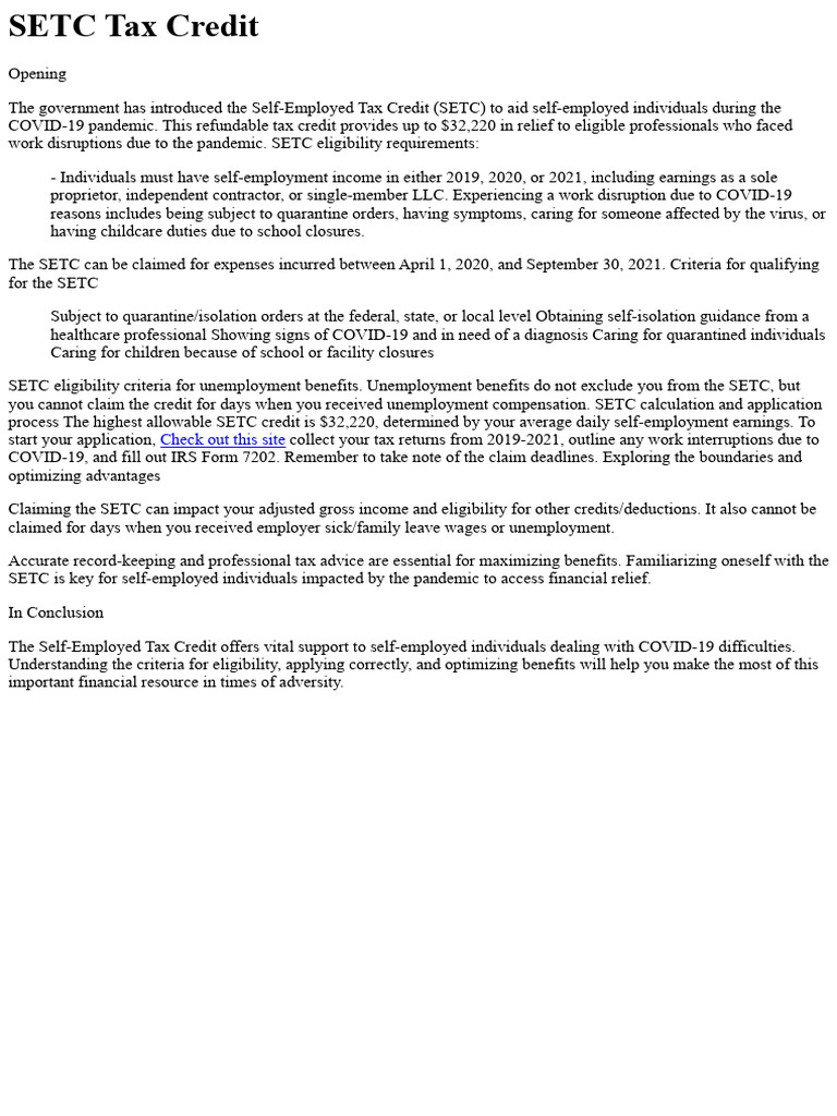 SETC Tax Credit Origin 173346 | PDF