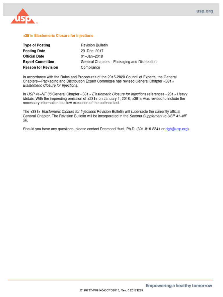 Elastomeric Closure Guidelines | PDF | Titration | Chemistry