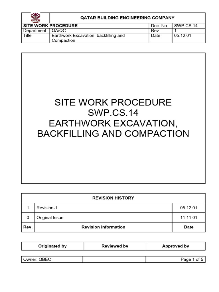 Earthwork Excavation-Method Statement | PDF
