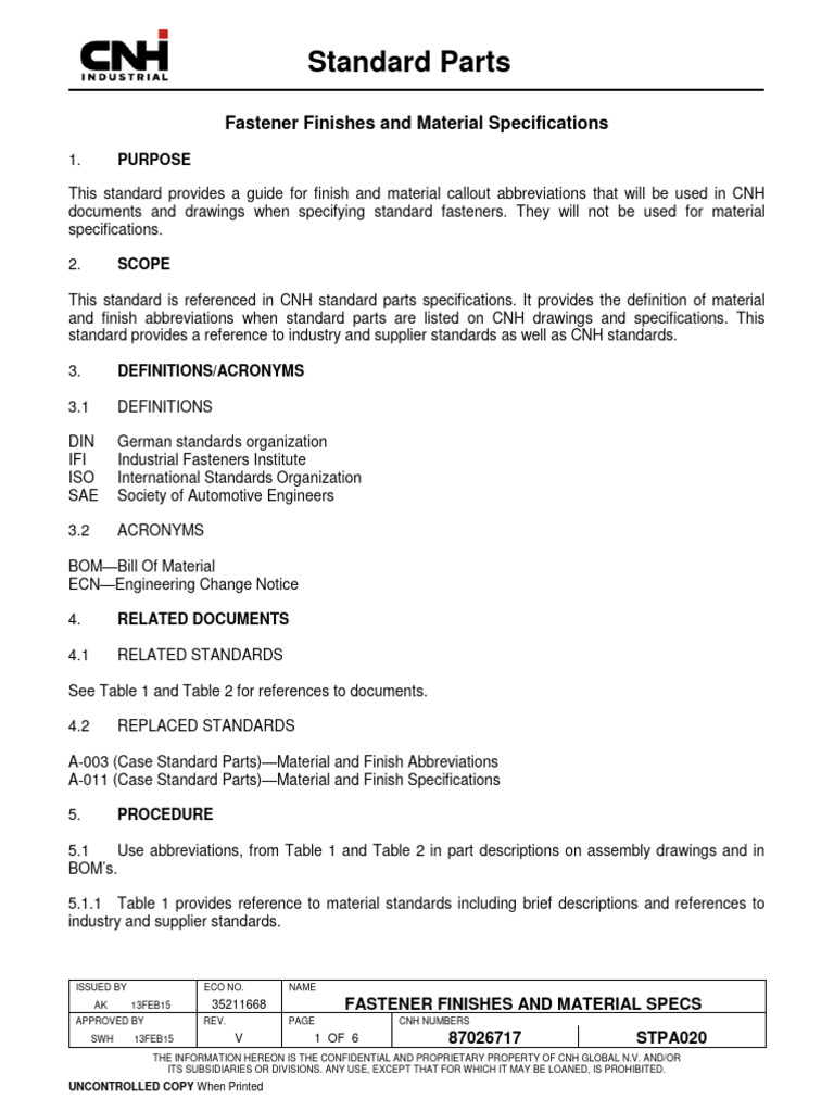 Standard Parts FASTENER FINISHES AND MAT | PDF | Screw | Nut (Hardware)