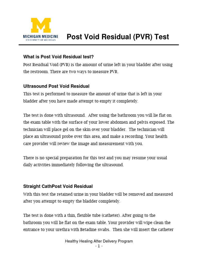What Is Post Void Residual Test? | PDF | Catheter | Urine