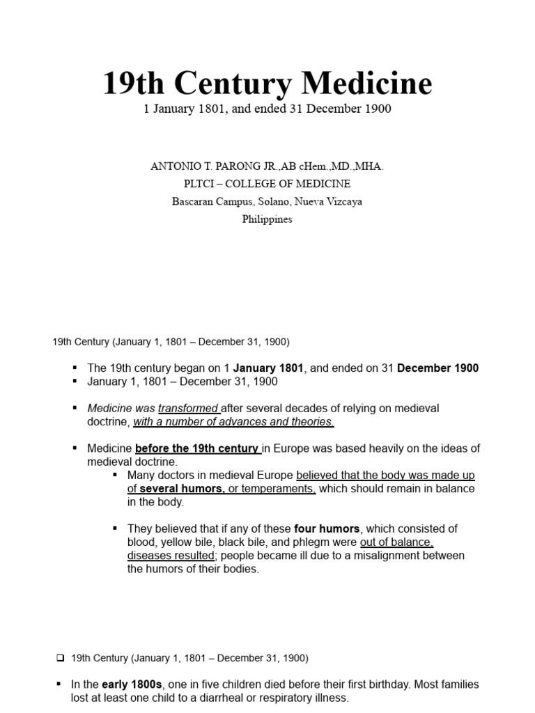 19th Century Medicine | PDF | Surgery | Louis Pasteur